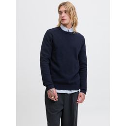 Jack & Jones Strickpullover JACK & JONES "JJEPERFECT WOOL KNIT CREW NECK SN", Damen, Gr. M, blau (maritime blau detail:melange), Strick, Obermaterial: 32% Baumwolle, 28% Polyester, 20% Wolle, 20% Nylon, meliert, regular fit, Rundhals, B&uuml;ndchen, Pullover Strickpullover