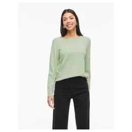 Rundhalspullover Vila "VIRIL O-NECK L/S KNIT TOP - NOOS", Damen, Gr. XL, smoke gr&uuml;n detail:light melange, Feinstrick, Obermaterial: 50% Viskose, 27% Nylon, 23% Polyester, meliert, regular fit normal, Rundhals, Rippb&uuml;ndchen, Pullover Rundhalspullover, Viskosemischung, regular fit