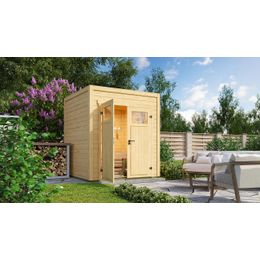 Gartenhaus Weka "BATU 1, 28 mm, Flachdach", beige (naturbelassen), ohne Fu&szlig;boden, ohne Dacheindeckung, Massivholz, Gartenh&auml;user, Gartenhaus, 28 mm starke Blockbohlen, in verschiedenen Farben
