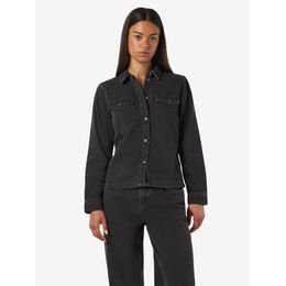 Noisy may Damen Jeansbluse "NMNEW SIGNE L/S DENIM SHIRT VI001BL NOOS", schwarz, Gr. L, unifarben, Denim/Jeans, Obermaterial: 100% Baumwolle, Blusen