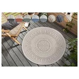 Teppich Hanse Home "Porto Wendeteppich", wei&szlig; (linen wei&szlig;), H:5mm &Oslash;:100cm, Kunstfaser, Teppiche, Teppich, In-& Outdoor, Wetterfest, Balkon, Garten, Wohnzimmer, Wasserfest
