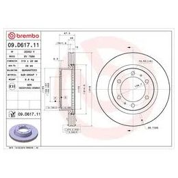 Brembo Bremsscheibe COATED DISC LINE 09.D617.11 vorne rechts links bel&uuml;ftet 319mm f&uuml;r TOYOTA 435120K090 435120K101 435120K100