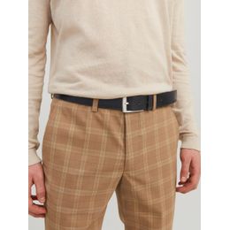 Jack & Jones Lederg&uuml;rtel JACK & JONES "JACSTOCKHOLM LEATHER BELT NOOS", Herren, Gr. 105, schwarz, B&uuml;ffelleder, unifarben, G&uuml;rtel Lederg&uuml;rtel
