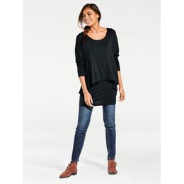 Heine Damen Rundhalsshirt "Rundhals-Shirt", schwarz, Gr. 42, unifarben, 95% Viskose, 5% Elasthan, Shirts