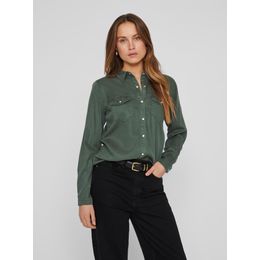 Jeansbluse Vila "VIBISTA DENIM SHIRT/SU-NOOS", Damen, Gr. S (36), duck gr&uuml;n, Web, Obermaterial: 70% Lyocell, 30% Baumwolle, unifarben, regular fit h&uuml;ftlang, Blusen Jeansbluse