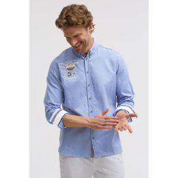 Gaastra Herren Langarmhemdblau, Gr. L, bedruckt, bestickt, Web, Material: 100% Baumwolle, Hemden, mit reflektierenden Tapes