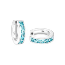 Paar Creolen Amor "9556458", blau (silberfarben,blau, blau), Ohrringe, Damen, Silber 925 (Sterlingsilber), mit Zirkonia (synth.)