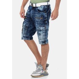 Cipo & Baxx CIPO & BAXX Herren Stoffhose "Shorts", blau, Gr. 32, unifarben, 100% Baumwolle, Hosen, mit vielen Details
