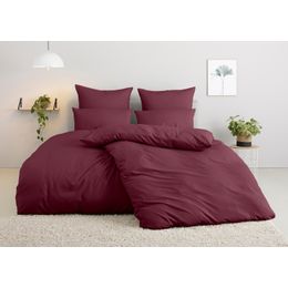 Bettw&auml;sche OTTO HOME "Desner 100% Microfaser, extra weich, allergikerfreundlich", rot (bordeaux), B/L: 135cm x 200cm, 1 Stk., 1 Stk., Microfaser, B/L: 80cm x 80cm, 2, Microfaser, Obermaterial: 100% Polyester, Bettw&auml;sche, Bettw&auml;sche, Premium Qualit&auml;t, uni, schnell trocknend, pflegeleicht, ab 135x200 cm