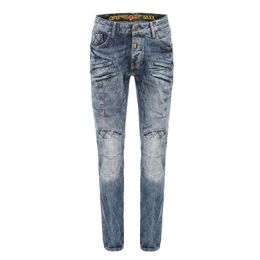 Cipo & Baxx CIPO & BAXX Herren 5-Pocket-Jeans "Jeans", blau, Basic, Gr. 36, unifarben, 100% Baumwolle, Jeans, mit markanten Ziern&auml;hten, CD-510