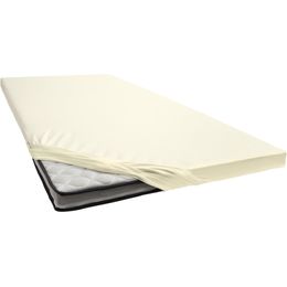 Spannbettlaken Estella "Jersey Topper aus Baumwolle mit Elasthan", beige (elfenbeinfarben), B:100cm L:200cm, Jersey, Obermaterial: 97% Baumwolle, 3% Elasthan, Bettlaken, Spannbettlaken, f&uuml;r Topper bis 10 cm H&ouml;he