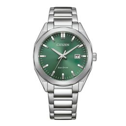 Solaruhr Citizen, silberfarben, gr&uuml;n, Armbanduhren, Herren, Armbanduhr, Damenuhr, Herrenuhr, Edelstahlarmband, analog, Big Date