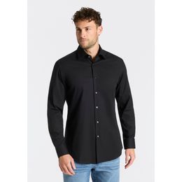 BOSS Herren Businesshemd "Hank", schwarz, Gr. 42, unifarben, Popeline, Obermaterial: 96% Baumwolle, 4% Elasthan, Hemden, Kentkragen, Slim-Fit,