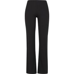 Stoffhose Urban Classics "Urban Classics Ladies Rib Pants", Damen, Gr. L, US-Gr&ouml;&szlig;en, schwarz, 80% Polyester, 20% Viskose, unifarben, normal, Hosen Stoffhose