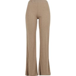Stoffhose Urban Classics "Urban Classics Ladies Rib Pants", Damen, Gr. XL, US-Gr&ouml;&szlig;en, beigemelange, 80% Polyester, 20% Viskose, unifarben, normal, Hosen Stoffhose