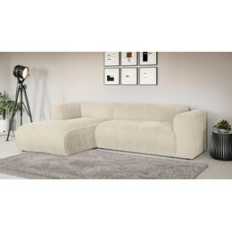 Ecksofa Home Affaire "GENTON L-Form (257 cm), zeitlos & stilvolles Design", beige (creme), B:257cm H:78cm T:161cm, 100% Polyester, Sofas, Ecksofa, Aufwendig gepolstert, in Cord, Chenille und Struktur