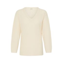 oxmo Damen Strickfleece-Pullover "Strickpullover OXSandie", wei&szlig;, Gr. L, Obermaterial: 50% Polyacryl PAN. 50% Polyacryl PAN recyc.., Pullover