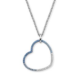 Kette mit Anh&auml;nger Engelsrufer "Herz Ocean Shade", silber (silberfarben, kristallwei&szlig;, aquablau, blau, hellblau), Halsketten, Damen, Silber 925 (Sterlingsilber), L: 50 B: 1,42mm, Made in Germany - mit Zirkonia (synth.), B:1,42mm