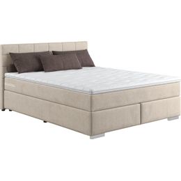 Boxspringbett COTTA "Simba", grau (platinum), L:209cm, Komplettbetten, Boxspringbett, wahlweise mit oder ohne Matratze und Topper bestellbar