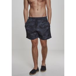 Badeshorts Urban Classics "Urban Classics Herren Camo Swim Shorts", Herren, Gr. S, US-Gr&ouml;&szlig;en, schwarzcamo, 100% Polyester, Badehosen Badeshorts