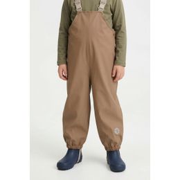 Regenhose Wheat "Rainwear Charlo Overall", M&auml;dchen, Gr. 116, N-Gr, braun (hazel), Web, Obermaterial: 100% Polyester, unifarben, regular fit kn&ouml;chellang, Hosen Regenhose, wasserdicht