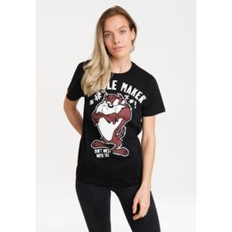 T-Shirt logoshirt "Looney Tunes - Taz, Trouble Maker", Damen, Gr. 3XL, schwarz, 100% Baumwolle, bedruckt, normal, Rundhals, Shirts T-Shirt, mit lizenziertem Print