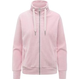 Sweatjacke Ragwear "Ronette Cordy", Damen, Gr. L (40), rosa, Sweatware, Material: 76% Baumwolle, 20% Polyester, 4% Polyester, figurumspielend h&uuml;ftbedeckend, hoch geschlossener Ausschnitt, &Auml;rmel ohne &Auml;rmelschlitz elastischer Bund, Sweatjacken Sweatjacke, Zip-Jacke aus weichem Kord und hohem Kragen