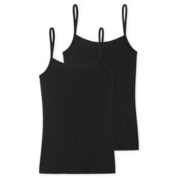 Unterhemd Schiesser "Modal Essentials", Damen, Gr. 44, N-Gr, schwarz (000, schwarz), Single Jersey, Obermaterial: 80% Modal, 10% Elasthan, 10% Polyester, unifarben, figurbetont, tiefer Rundhals, Unterhemden Unterhemd, Single Jersey, schmale Tr&auml;ger, feine Streifen