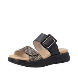 Remonte Damen Pantolette, Gr. 38, schwarz, Leder, Textil, Flechtoptik, Schuhe, Sommerschuh, Strandschuh, Schlappen mit Lite ́n Soft-Ausstattung