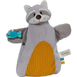 Schmusetuch Nici "My first Nici, Handpuppe Waschb&auml;r 2in1 26x25 cm", Baby, grau, Pl&uuml;sch, Polyester, Schnuffelt&uuml;cher, sanfte Materialmix aus glattem und geripptem Pl&uuml;sch