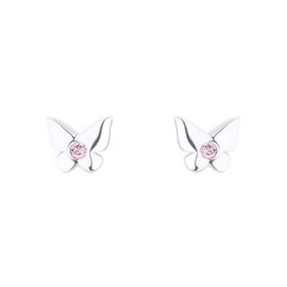 Paar Ohrstecker Prinzessin Lillifee "Butterflylove", bunt (silberfarben, pink, pink), Ohrringe, M&auml;dchen, Silber 925 (Sterlingsilber), mit Zirkonia (synth.)