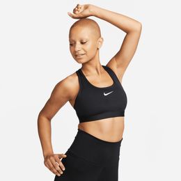 Nike Damen Sport-BH "W NK SWSH MED SPT BRA", Gr. L, schwarz-wei&szlig;, Obermaterial: 72% Polyester, 28% Elasthan. Meshfutter: 81% Polyester, 19% Elasthan,