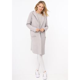 Zwillingsherz Damen Cardigan ""Janina"", grau, Gr. L, Obermaterial: 50% Viskose, 27% Polyester, 23% Nylon, Strickjacken, Kapuze, Taschen, Langarm,