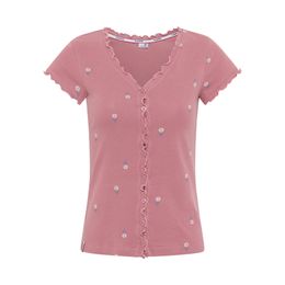 Kangaroos Damen Kurzarmshirt, rosa, Gr. 32, bedruckt, gebl&uuml;mt, gemustert, Rippware, Obermaterial: 100% Baumwolle, Shirts, kurz&auml;rmelig, mit