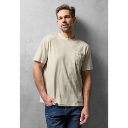 Street One MEN Herren T-Shirt, beige, Gr. M, unifarben, Jersey, 100% Baumwolle, Shirts, aus reiner Baumwolle