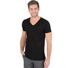TRIGEMA Herren T-Shirt "TRIGEMA V-Shirt Slim Fit", schwarz, Basic, Gr. L, Single Jersey, 100% Baumwolle, Shirts
