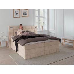 Boxbett OTTO HOME "PHILLIPA inkl. Bettkasten, wahlweise mit LED-Leuchten, Breite: 180cm", beige, B:195cm L:210cm, Holz teilmassiv, Holzwerkstoff, Spanplatte, Komplettbetten, inkl. Kaltschaum-Topper, in verschiedenen Farben erh&auml;ltlich