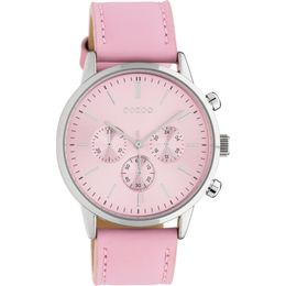 Quarzuhr Oozoo "C10595", rosa, Armbanduhren, Damen, Quarzuhr, Armbanduhr, Damenuhr, Lederarmband, Chrono-Look