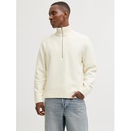 Jack & Jones JACK & JONES Herren Troyer "JORNORREBRO KNIT HALF ZIP SN"sea salt, Gr. XL, unifarben, Strick, Obermaterial: 55% Baumwolle, 22% Polyester, 21%