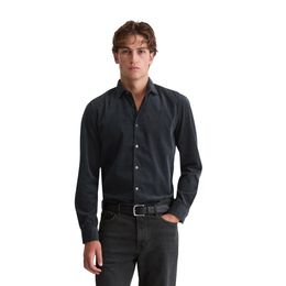 Marc O'Polo MARC O'POLO Herren Langarmhemd "mit feiner Rippenstruktur"schwarz navy, Gr. XXXL, unifarben, Obermaterial: 100% Baumwolle, Hemden