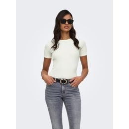 Jacqueline de Yong Kurzarmshirt JDY "JDYLUCKY S/S O NECK TOP JRS DIA", Damen, Gr. S, cloud dancer, Jersey, Obermaterial: 95% Baumwolle, 5% Elasthan, unifarben, slim fit normal, Rundhals, Shirts