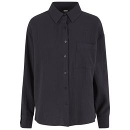 Klassische Bluse Urban Classics "Urban Classics Ladies Oversized Musselin Blouse", Damen, Gr. XS, schwarz, 100% Baumwolle, Blusen