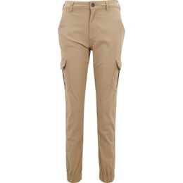 Cargohose Urban Classics "Urban Classics Damen Ladies High Waist Cargo Pants", Damen, Gr. 32, Normalgr&ouml;&szlig;en, softtaupe, 98% Baumwolle, 2% Elasthan, unifarben, normal, Hosen Cargohose
