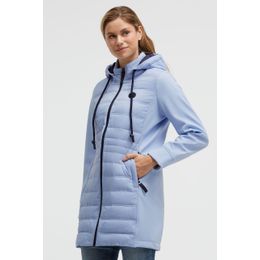Softshellmantel SOCCX, Damen, Gr. 3XL, cool blau, Softshell, Material Oberstoff: 100% Polyester, Einsatz: 100% Polyamid, Futter: 100% Polyamid, F&uuml;llung: 100% Polyester, unifarben, regular fit lang, hoch geschlossener Ausschnitt, eingesetzt B&uuml;ndchen, M&auml;ntel, mit abtrennbarer Kapuze