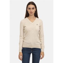 Strickpullover SIR RAYMOND TAILOR "Verty", Damen, Gr. L, braun (beige, meliert), 100% Polyacryl, unifarben, normal, V-Ausschnitt, Pullover Strickpullover, mit klassischem V-Ausschnitt