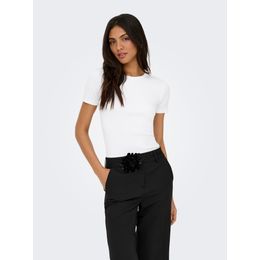 Kurzarmshirt Only "ONLVAL LIFE S/S O-NECK TOP JRS", Damen, Gr. M, hellwei&szlig;, Jersey, Obermaterial: 95% Baumwolle, 5% Elasthan, unifarben, normal, Rundhals, Shirts