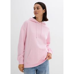 Kapuzensweatshirt bonprix, Damen, Gr. 52/54 (XXL), kristallrosa, Sweatware, Obermaterial: 60% Baumwolle, 40% Polyester, unifarben, oversize Po-bedeckend, Rundhals, Rippb&uuml;ndchen, Sweatshirts, Oversize-Passform, Casual-Stil, aus Baumwolle und Polyester