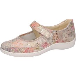 Waldl&auml;ufer Riemchenballerina WALDL&Auml;UFER "HENNI Soft", Damen, Gr. 4,5 (37,5), ros&eacute; multicolor, Textil, Veloursleder, mehrfarbig, metallic, Basic, Schuhe Riemchenballerina, Schlupfschuh, Klettschuh, Komfortschuh mit Klettriegel, H-Weite