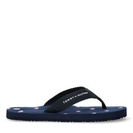 Tommy Hilfiger Damen Zehentrenner, Gr. 30, blau, Textil, Schuhe, Pool Slides, Badeschuh, Strandschuh mit Zehensteg