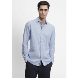Langarmhemd Cinque "CISTEVEN", Herren, Gr. M, N-Gr, blau (hellblau), Web, Obermaterial: 65% Leinen, 35% Baumwolle, unifarben, regular fit, Manschette, Hemden, in sommerlichen Leinenmix